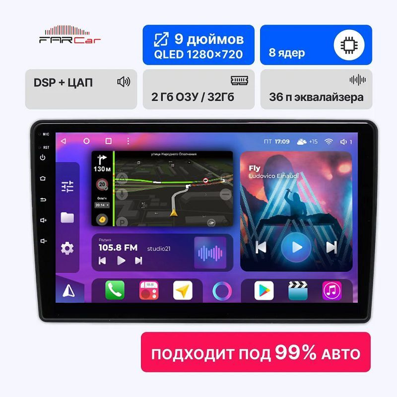 Автомагнитола 9 дюймов 2din с bluetooth Wi-Fi cим кaрта 2/32 андроид ...