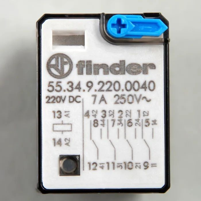 55.34.9.220.0040 Промежуточное реле; 4 перекидных контакта 7А, 220V DC ...