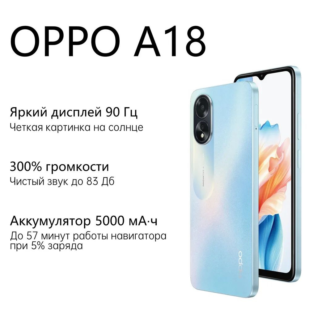 Смартфон OPPO A18 - купить по выгодной цене в интернет-магазине OZON (1273610977)