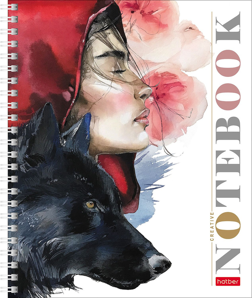 Тетрадь Hatber 96 листов, формата А5, в клетку, на гребне 2 штуки/2 дизайна -Девушка-волк ...