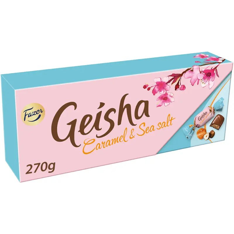Шоколадные конфеты Fazer Geisha Caramel & Sea Salt с фундуком и соленой ...