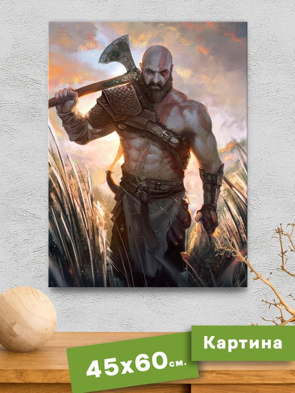 Картина интерьерная на холсте - God of War (Год оф Вар) - Кратос с ...