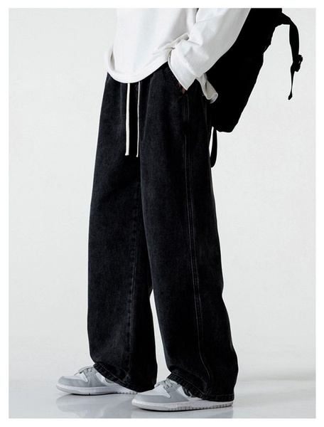 Брюки Мужской, Женский CHAOPAI широкие черный Хлопок, Вискоза Повседневный, размер 46, 48 ...