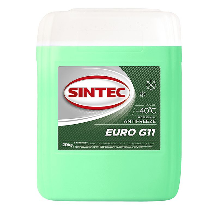 Антифриз SINTEC Euro G11 -40 20 кг зеленый купить по выгодной цене в ...