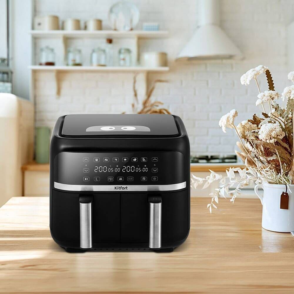 Аэрогриль электрический Kitfort КТ-2248 с двумя поддонами (2 по 3,8 л), 6 программ. купить на ...