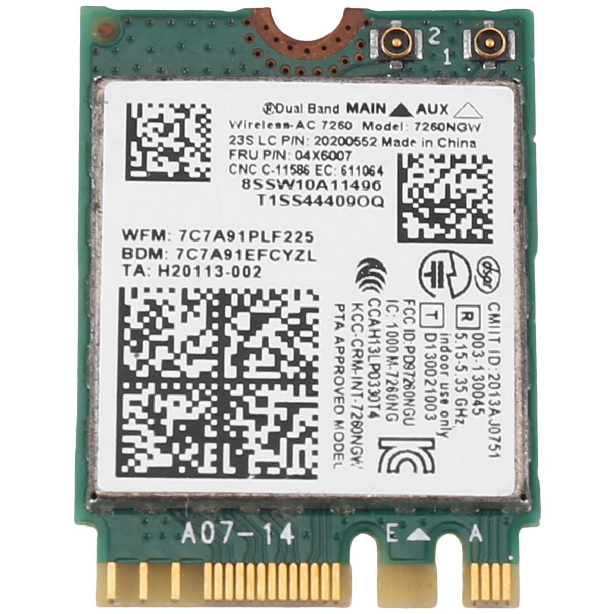 7260NGW 7260AC WiFi карта 2.4G/5G BT4.0 04X6007 для купить на OZON по ...