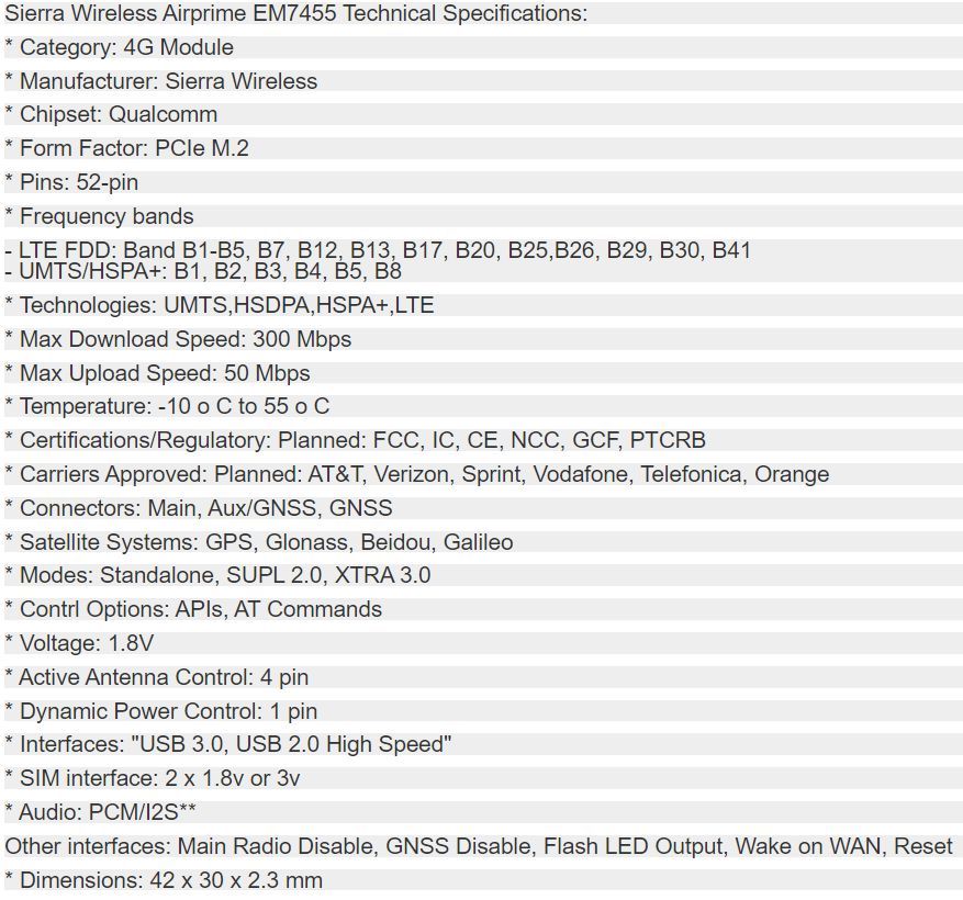 Сетевая карта Модуль карты Dell DW5811e Snapdragon X7 LTE 3P10Y Sierra ...