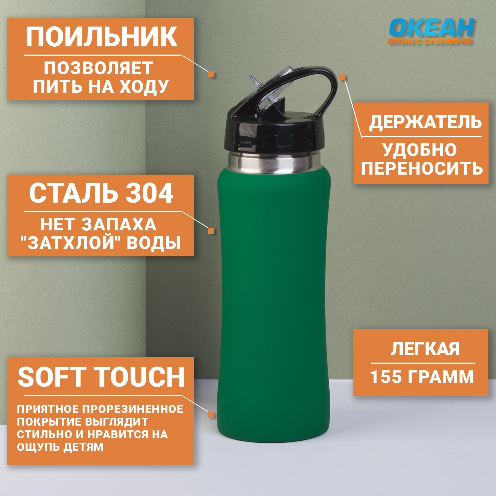 Спортивная металлическая бутылка для воды с трубочкой для питья ...