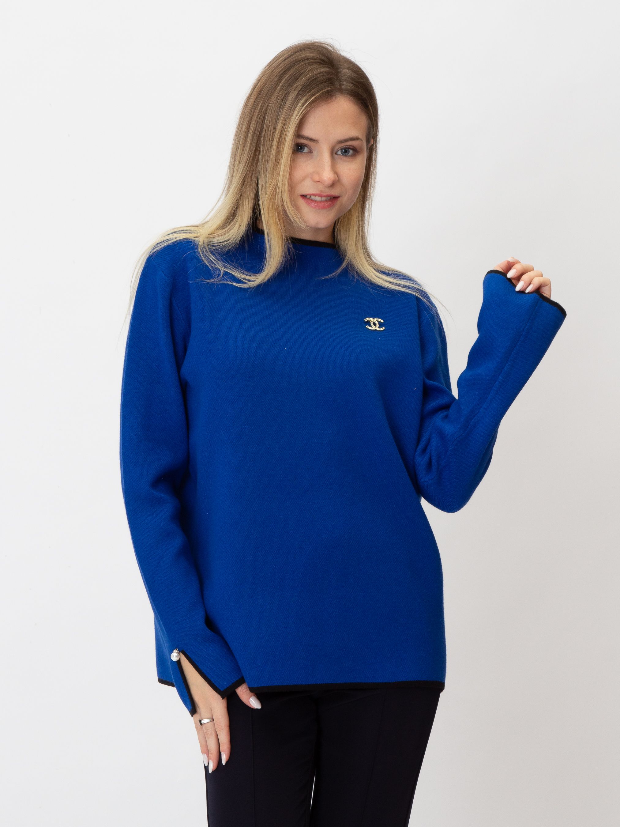 Джемпер Женский ARTT Store синий Кашемир, размер 52, 54 Пуговицы Бисер ...