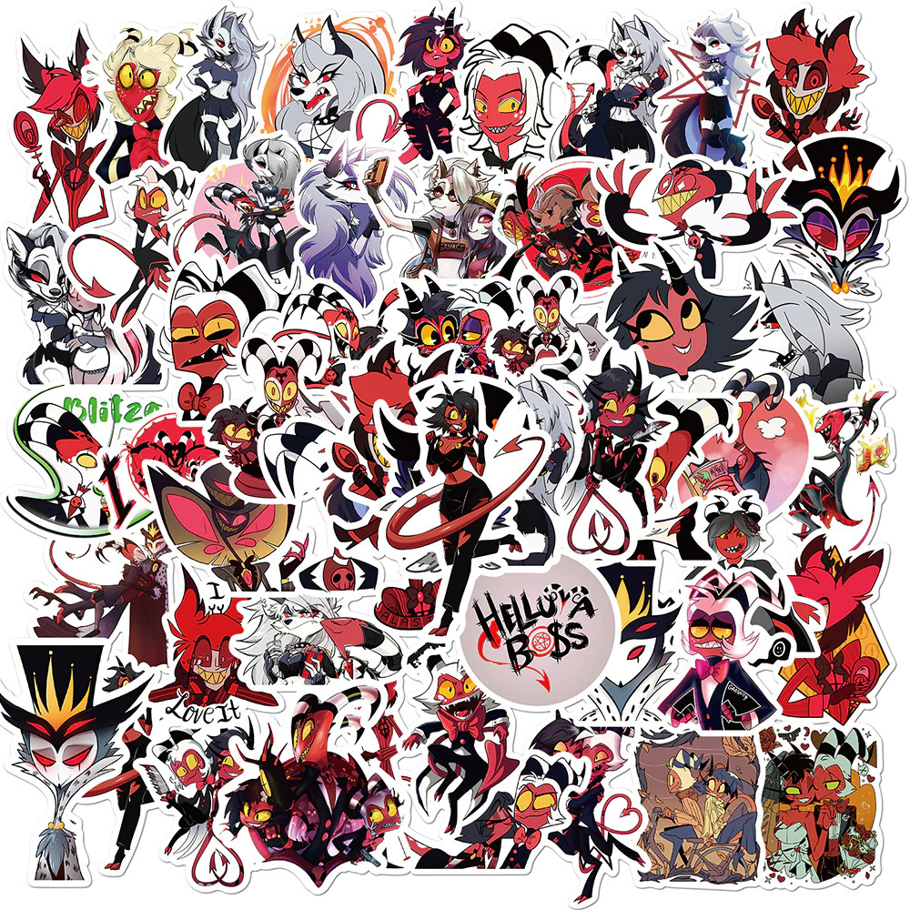 Набор наклеек Отель Хазбин 50шт./Hazbin Hotel sticker pack 50pcs ...