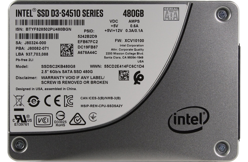 480 ГБ Внутренний жесткий диск Intel D3-S4510 (SSDSC2KB480G801 ...