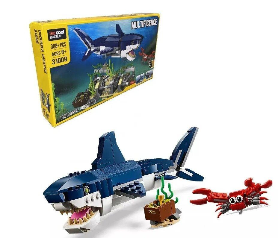 Конструктор Decool Multificence Обитатели морских глубин (3 в 1) (акула, спрут, рыба-удильщик ...