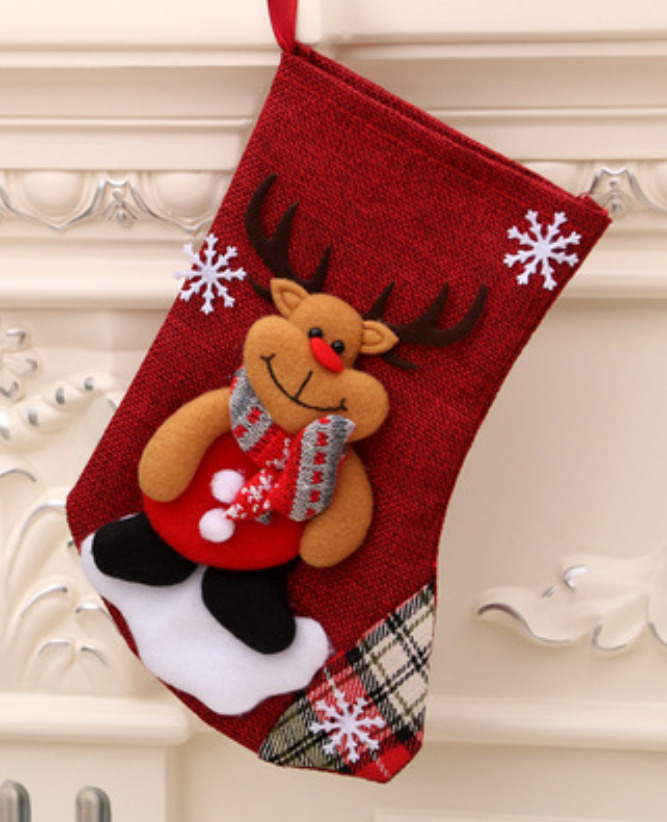 Новогодний носок для подарка с оленем 23 см - купить по выгодной цене в ...
