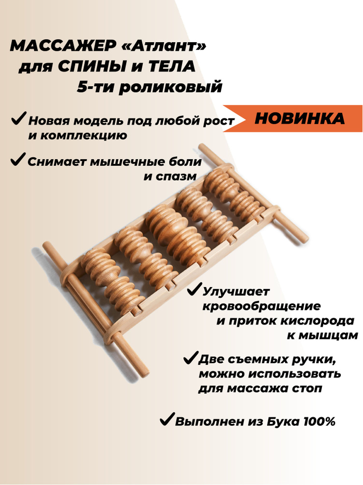 Массажер для шеи и плеч, спины, тела и ног деревянный Atlant под любой ...