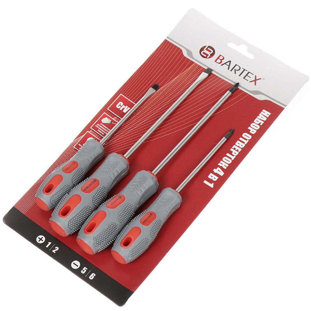 Набор отверток 4 предмета, Bartex, PH 1,2/ SL 5,6, антискользящая ...