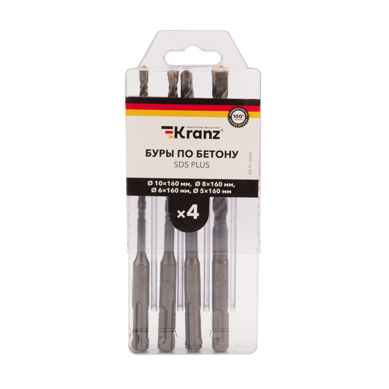 Бур по бетону для перфоратора SDS PLUS KRANZ 5-6-8-10х160 мм , 4 шт. в ...