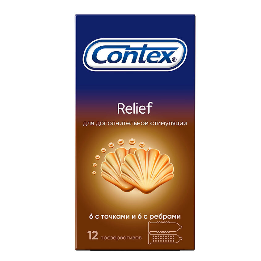CONTEX Презервативы elief (микс: 6 шт с точками, 6 шт с ребрами) 12 шт ...