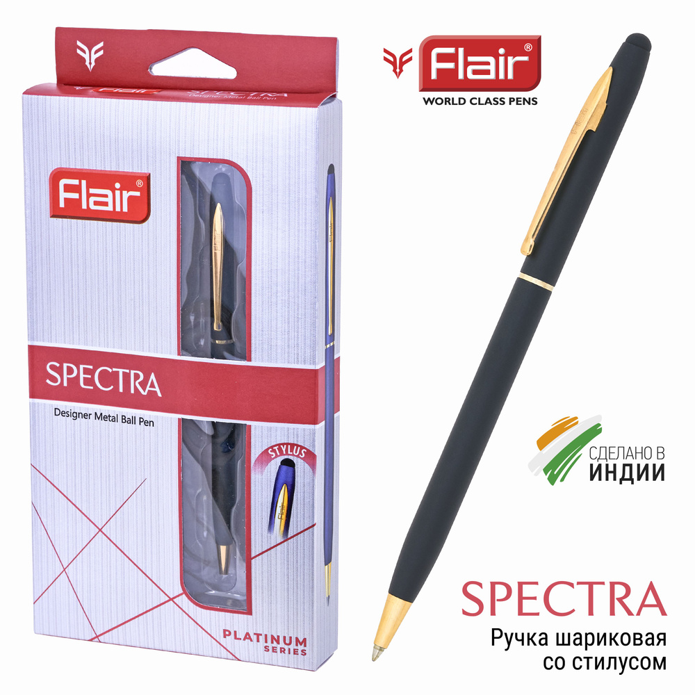 Ручка шарикировая автоматическая Flair SPECTRA, синяя, цв. корпуса ...