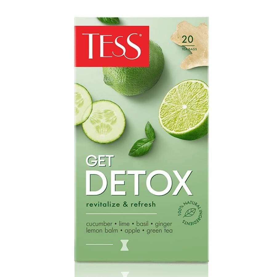 Tess Чай зеленый Get Detox с добавками, 20 пакетиков по 1,5 г - купить ...