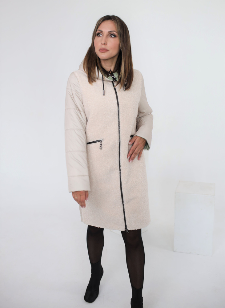 Пальто Baimuni, Демисезон, размер 54, цвет светло-бежевый, кремовый ...