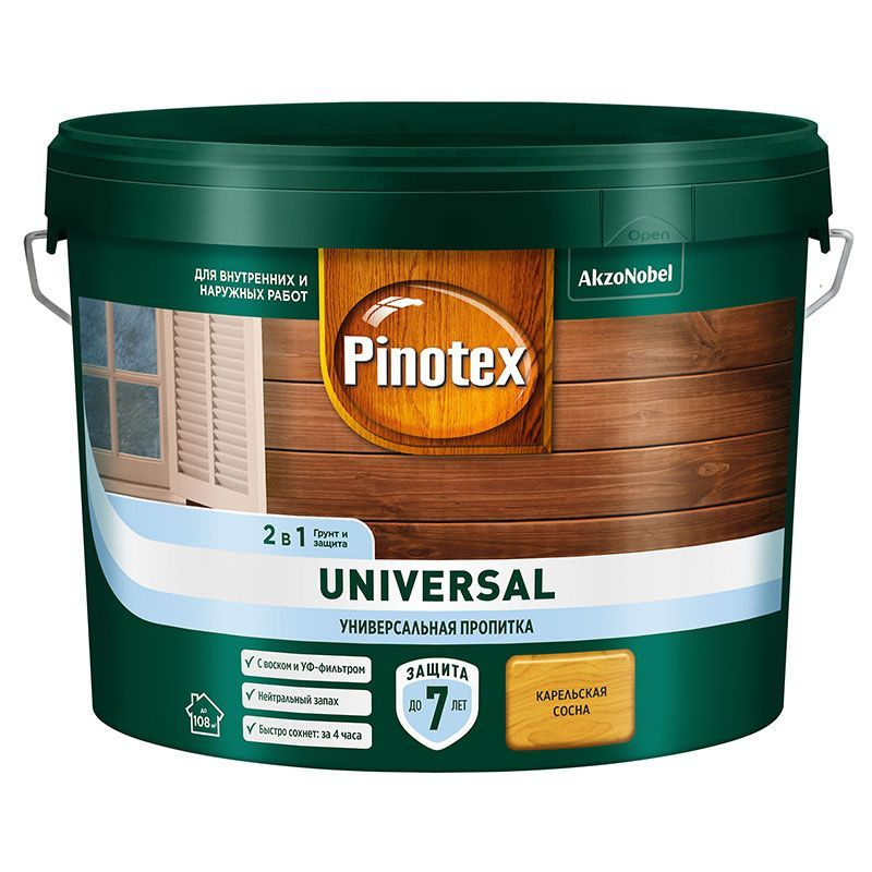 Pinotex Universal/Пинотекс Универсал, 9л,цвет Карельская сосна,пропитка ...