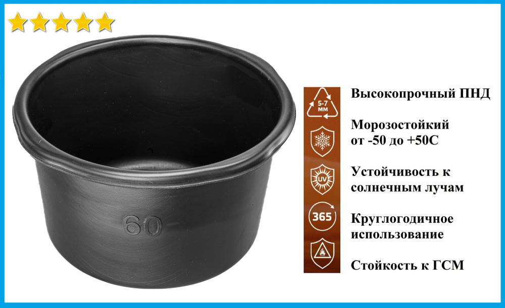 Таз строительный 60 литров круглый - купить с доставкой по выгодным ...