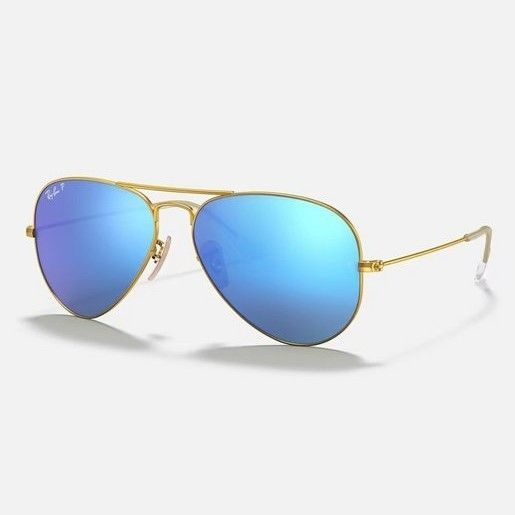 Солнцезащитные очки мужские, авиаторы RAY-BAN с чехлом, цвет зеркально ...