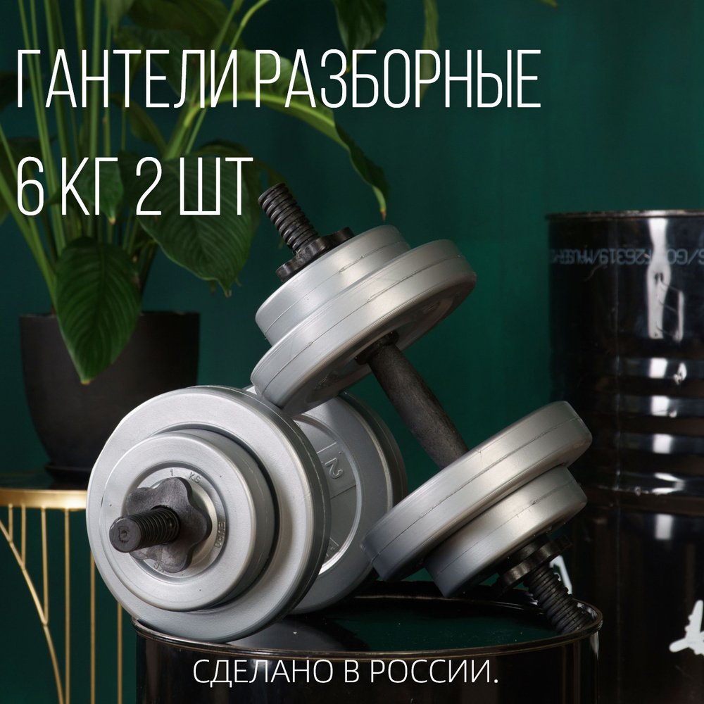 Гантели Euro Classic разборная_10_47486_10_Серый металлик / Чёрный12, 2 ...