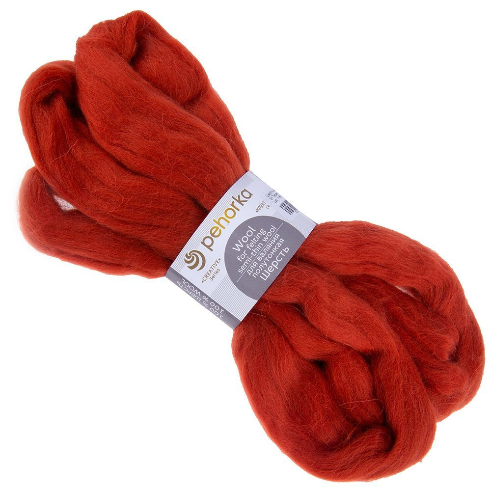 Шерсть для валяния полутонкая 50 г цвет №31 терракот Пехорка - купить с ...
