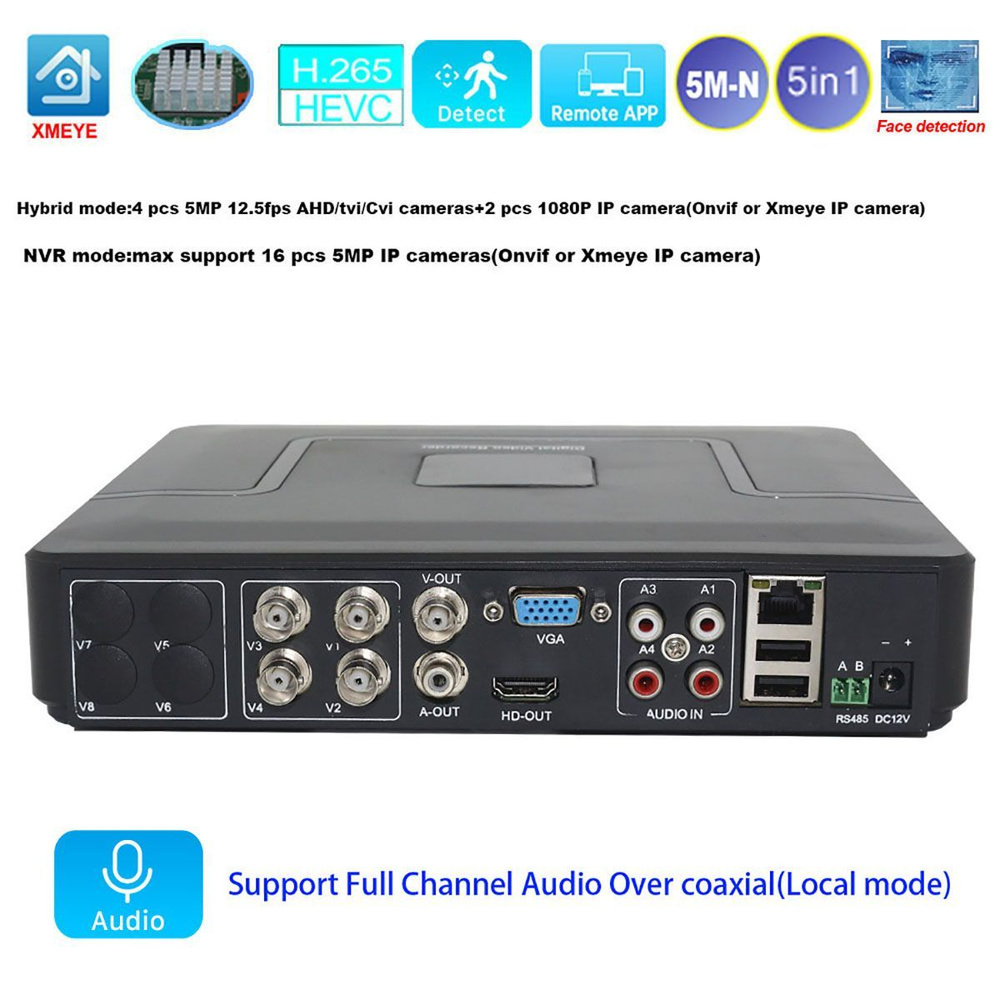 XMeye 4 каналов 5 в 1 Гибридный CCTV DVR H.265 5M-N 4CH ...