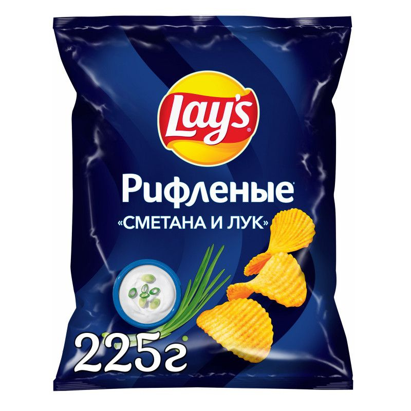 Чипсы Lay's Рифленые Сметана-Лук, 225г - купить с доставкой по выгодным ценам в интернет ...
