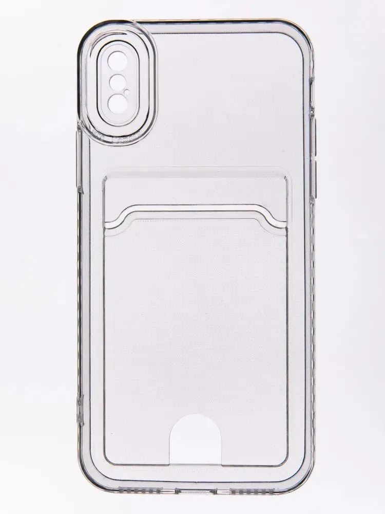 Силиконовый прозрачный чехол с карманом для iPhone X / XS / Чехол на ...