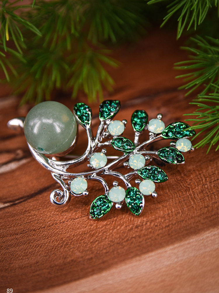 Брошь бижутерная с нефритом Брошь Роскошь Золота бижутерия женская купить с доставкой по