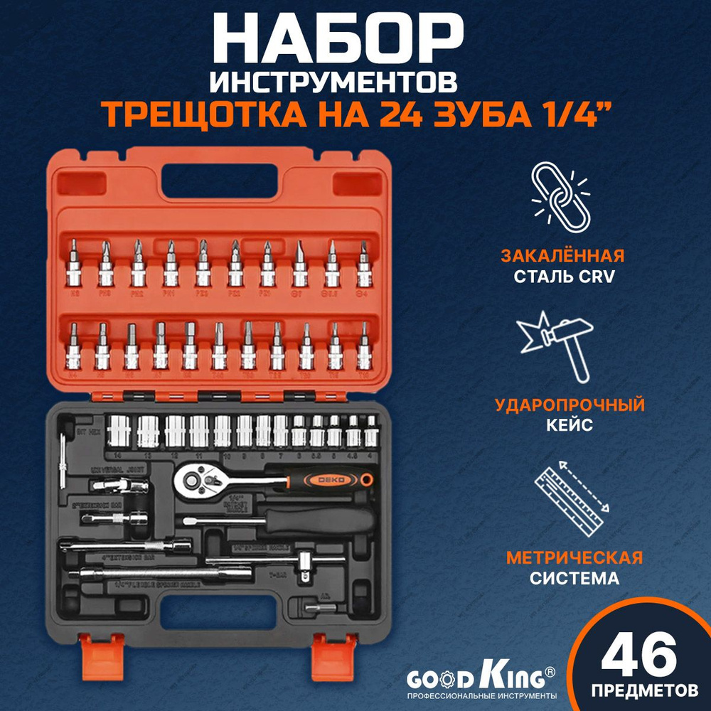 Набор инструментов 46 предметов GOODKING для дома, строительства и ...