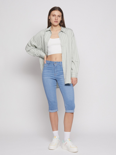 Бриджи Женский Zolla голубой Хлопок, Вискоза Повседневный, размер 42 Лето Китай купить c ...