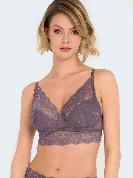 Бюстгальтер Женский Palmetta бралетт, размер 75B фиолетовый Полиамид, Полиэстер Повседневный ...