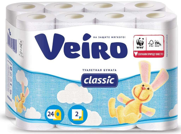 Veiro Туалетная бумага Домашняя, 2-х слойная, белая, 24 шт/уп/ купить на OZON по низкой цене ...