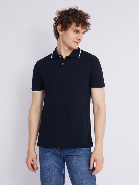 Поло Мужской Zolla темно-синий, размер 56 Хлопок Повседневный, Спортивный Узбекистан, рост 182 ...