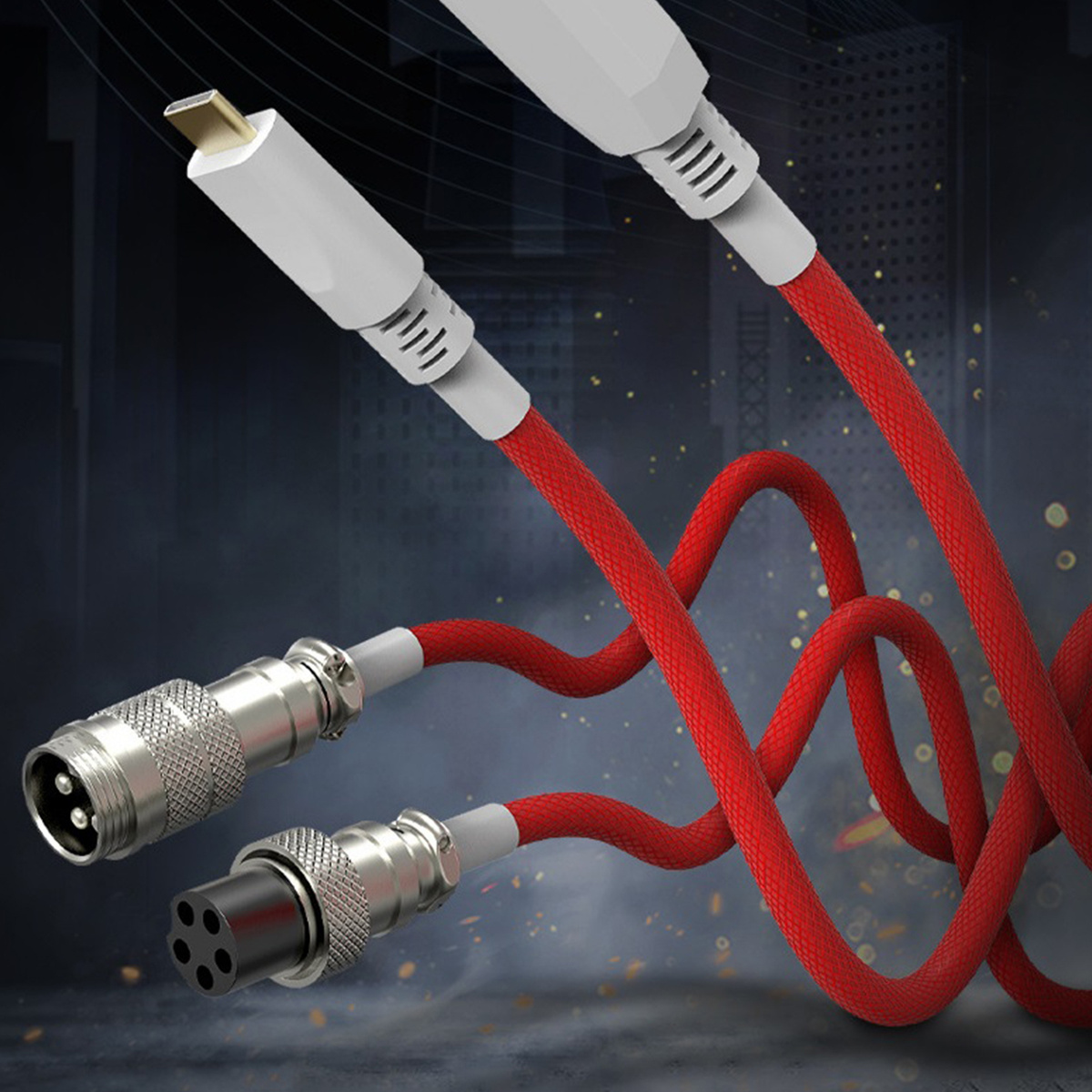 Спиральный Usb кабель типа C для механической клавиатуры разъем