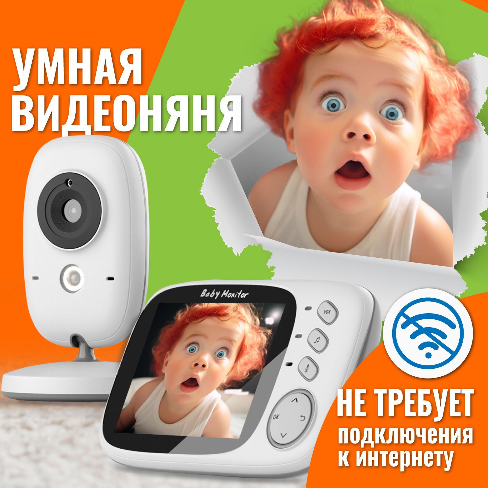Беспроводная видеоняня Evo Mama с монитором. Радионяня с камерой и ...