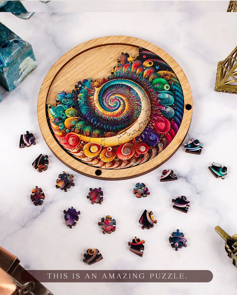 Деревянный пазл для взрослых и детей/таинственная спираль подарок 13 см ...
