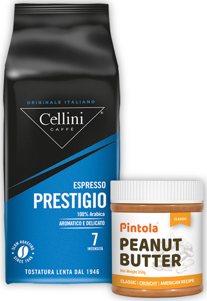 Кофе в зернах Cellini Prestigio, арабика, 1кг + Арахисовая паста ...