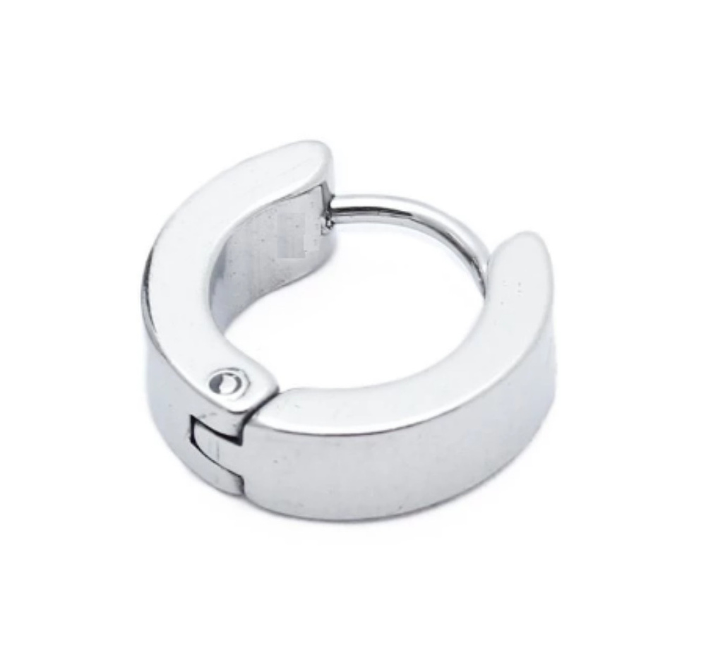 Моносерьга на защелке на мочку уха (сережка - кликер) серебристая ...