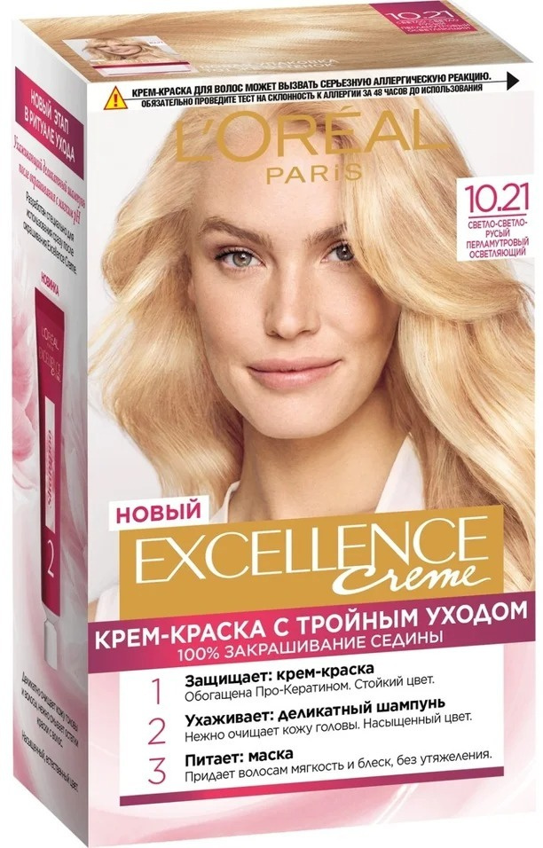 Крем-краска для волос Loreal Paris Excellence creme 10.21 Светло-светло ...