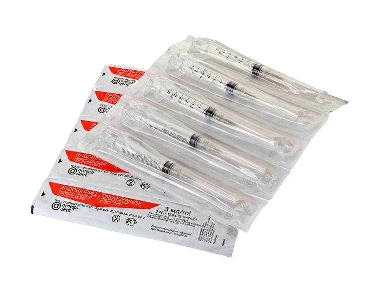 Эндодонтический шприц ЭНДОШПРИЦ, 10шт. (0,4*38) с билатеральной иглой ...
