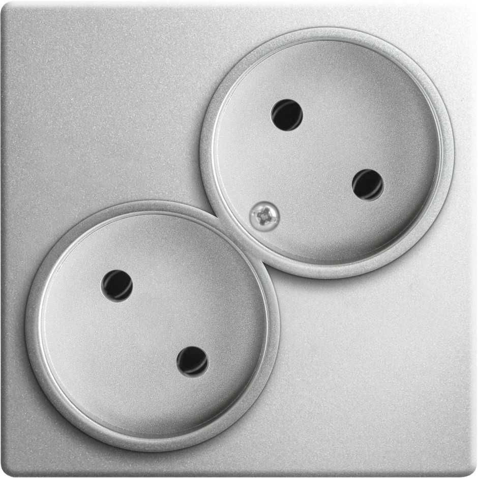 Розетка двойная без заземления 2x2Р 16A 250В, цвет алюминий, Simon 24 ...