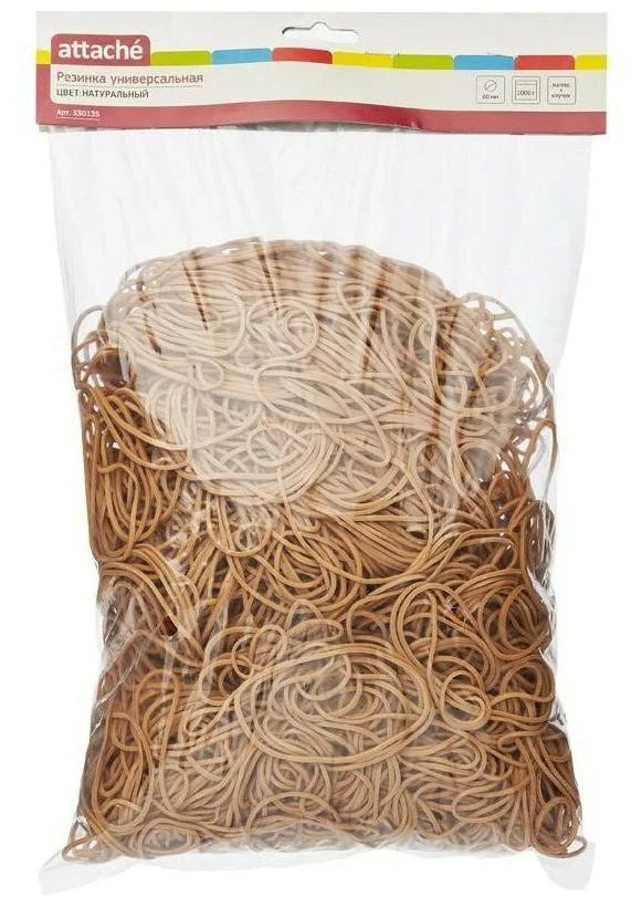 Резинки канцелярские Attache 60 мм, 1000 г натуральный - купить с ...