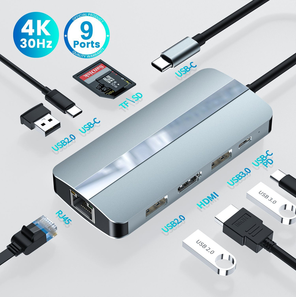 Usb Hub 3 0 Type C Hub Usb разветвитель 9 в 1 Usb хаб Usb C Hub док