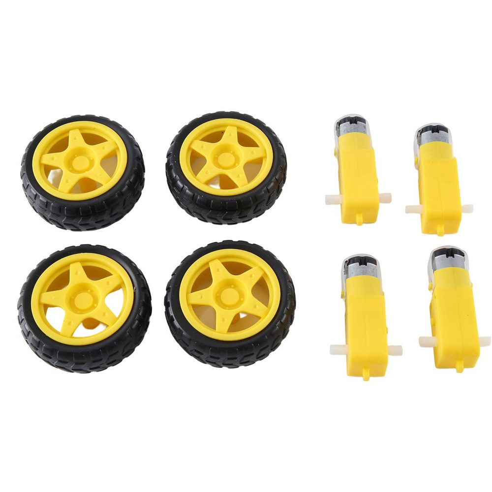 4 шт. совместимы с Arduino Smart Car Robot Tire Wheel DC 3-6V мотор ...