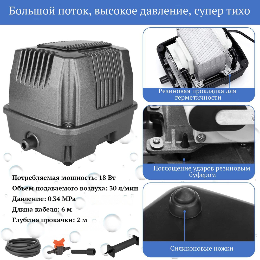 Компрессор для пруда/ Аэратор для пруда, септика, аквариума - купить с ...